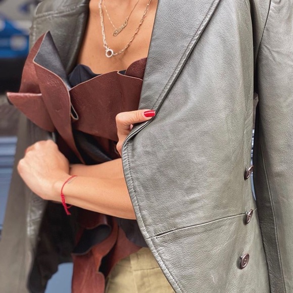 Vintage | Jackets & Coats | Vintage Real Leather Jacket And Skirt ...